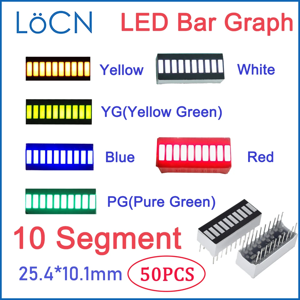 10 Segment Light Bar Graph LED Display - Yellow