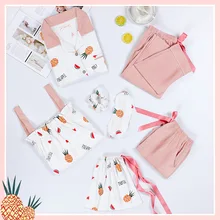 JRMISSLI Women’s Pajamas 7 Pieces Sets Cotton Letter Pyjama Set Sexy Pajamas Night Suits ...