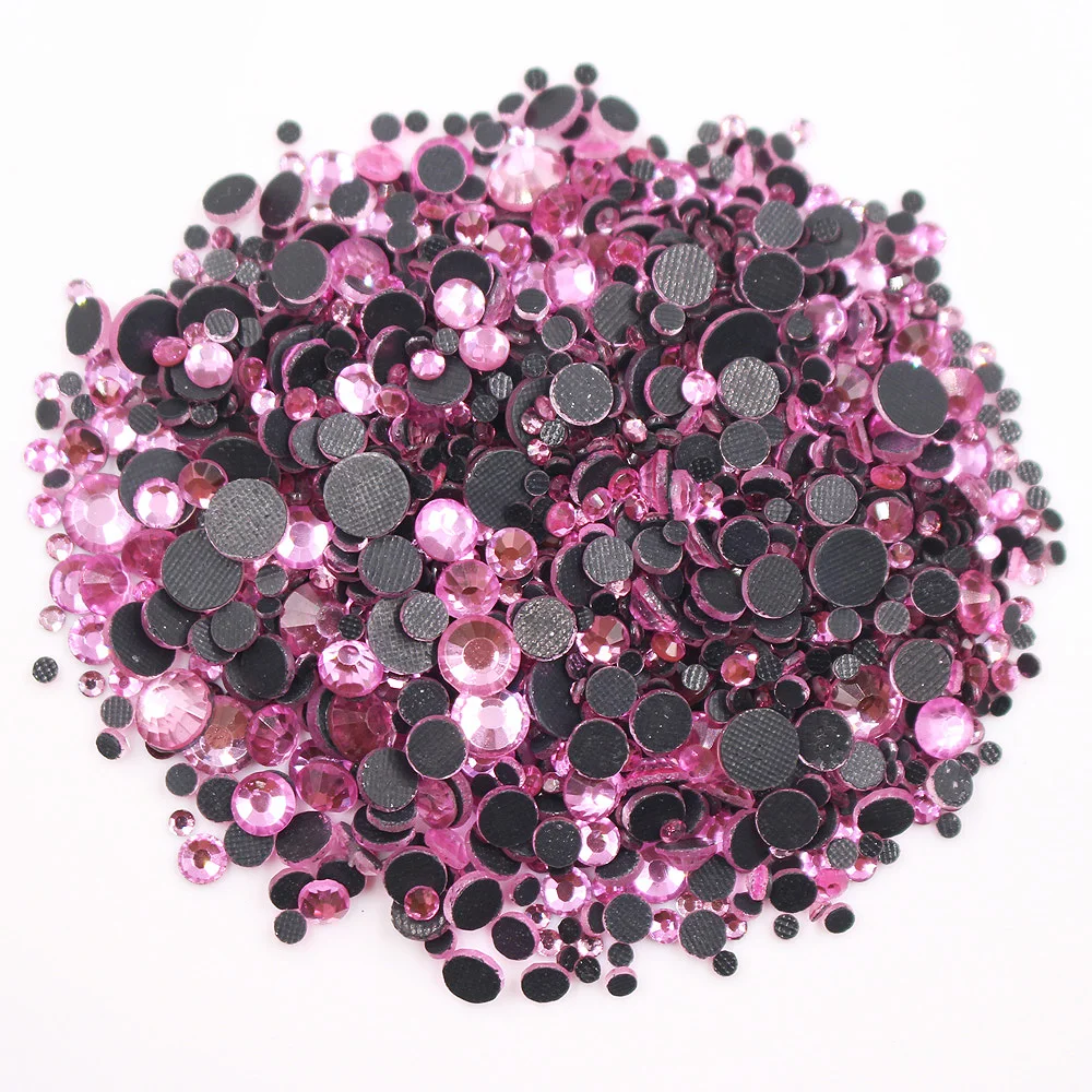 Crafts Gems | Rhinestones | Beads - Mix Size Round Solid-glue Back ...