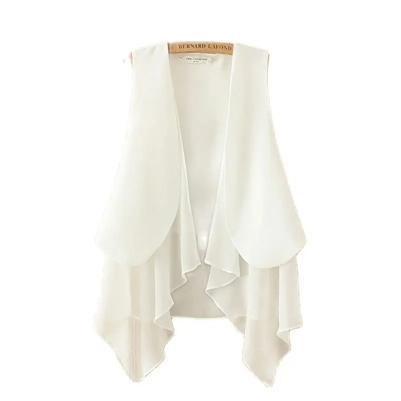 Chiffon Vest Women's Mid-length Summer New Solid Color Irregular Thin ...