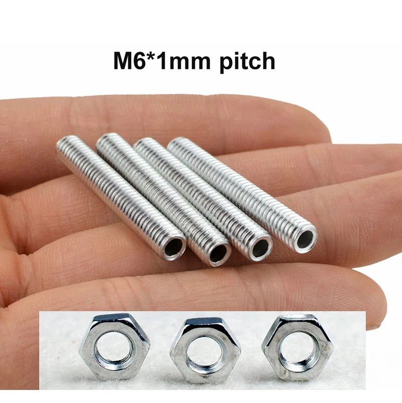 10Pcs M6*1mm Full Tooth Metal Rob Tube Whole Threaded Hollow Tube Tooth ...