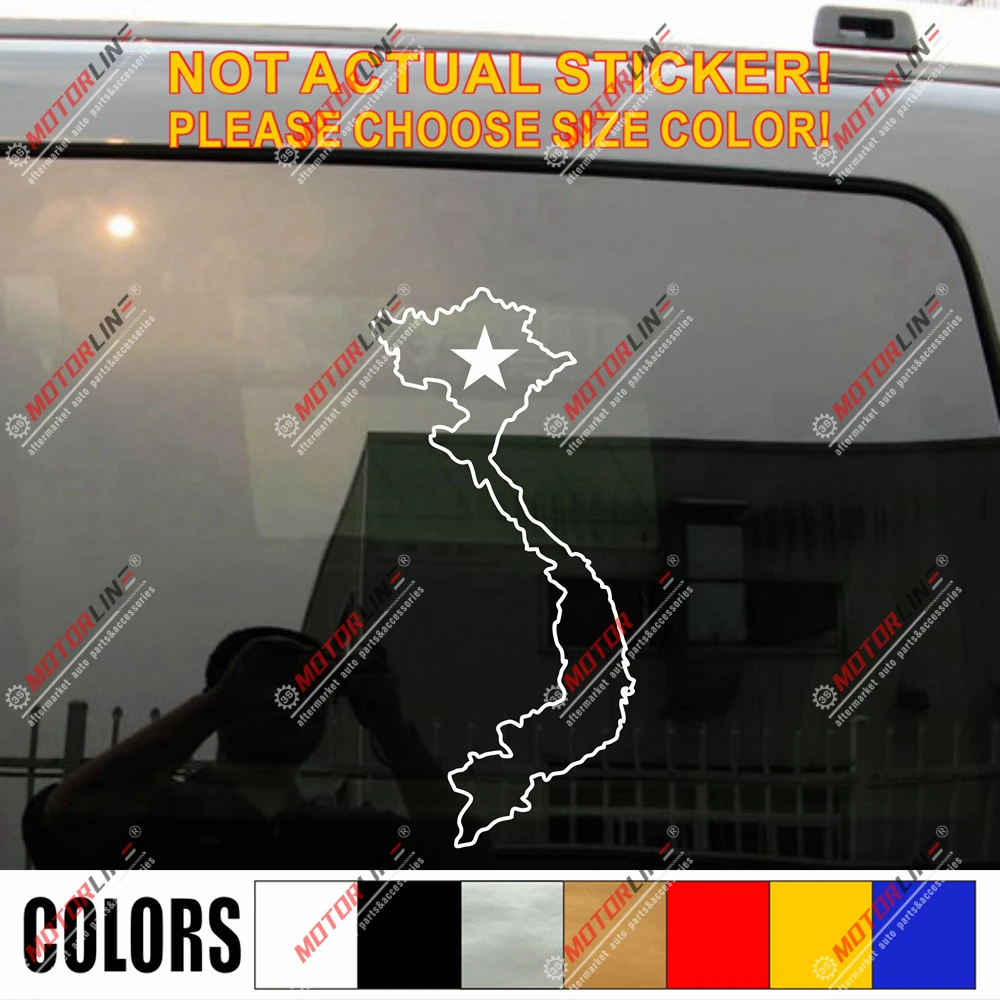 Map Outline of Vietnam Flag Star Decal Sticker Car Vinyl Vietnamese no ...
