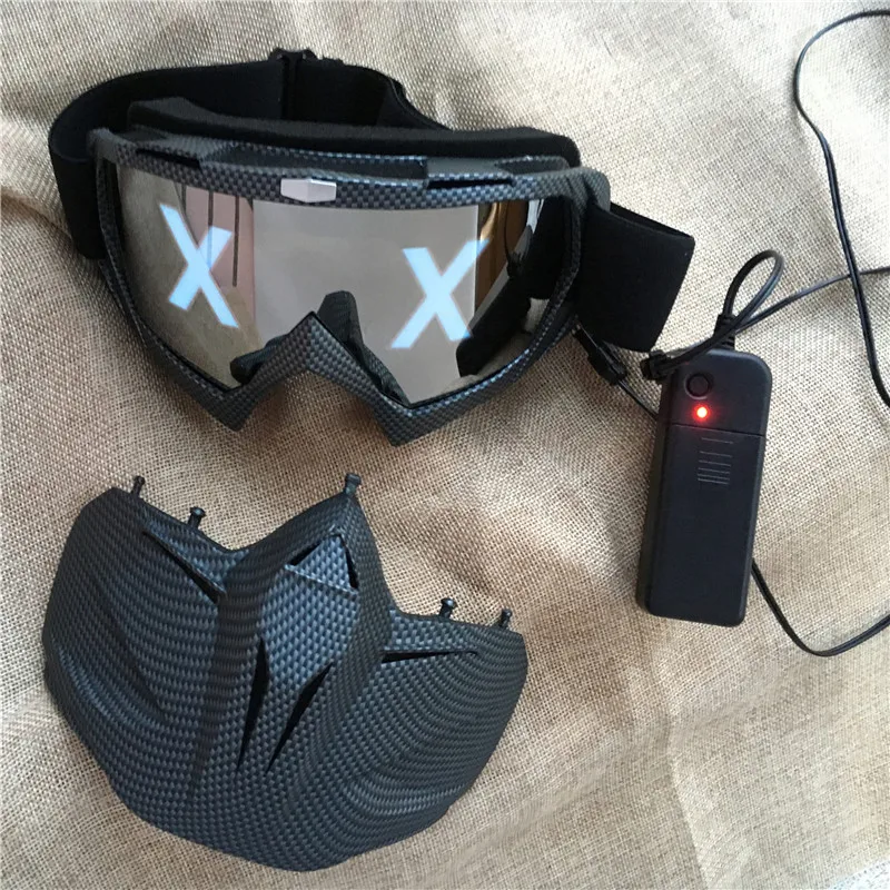 LED Half Face X Glowing Eyes DIY Lights Cosplay Mask - AllCosplay.com