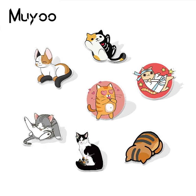 New-Arrival-Funny-Anime-Cartoon-Animal-Cat-Kittens-Acrylic-Lapel-Pins ...