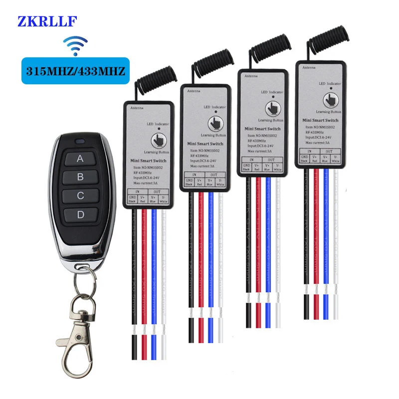 433mhz Mini Relay Wireless Rf Remote Control Switch Power Transmitter ...