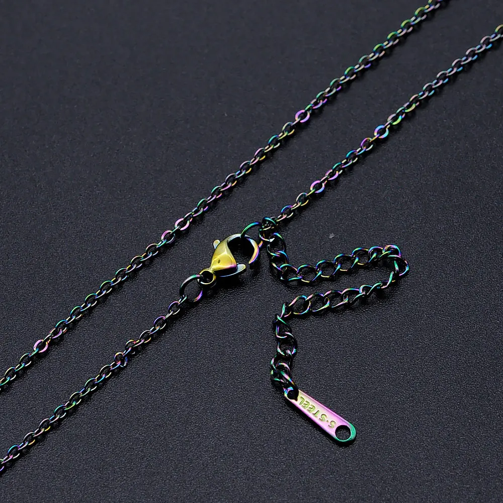 5pcs/lot 100% Stainless Steel Rainbow Color DIY Necklace Cross Chain ...