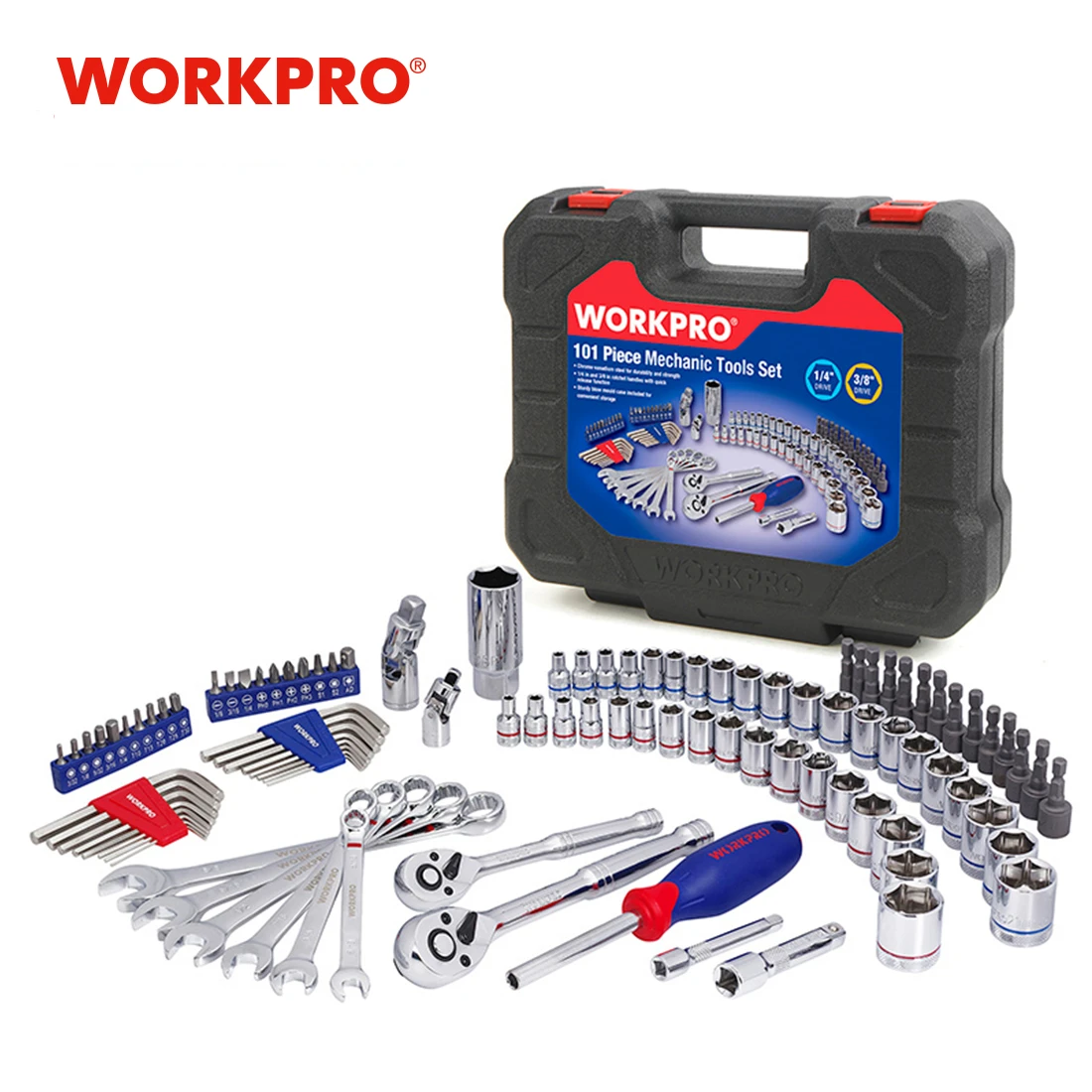 Workpro 101pc Mechanic Tool Set Home Tools For Car Repair Tools Sockets ...