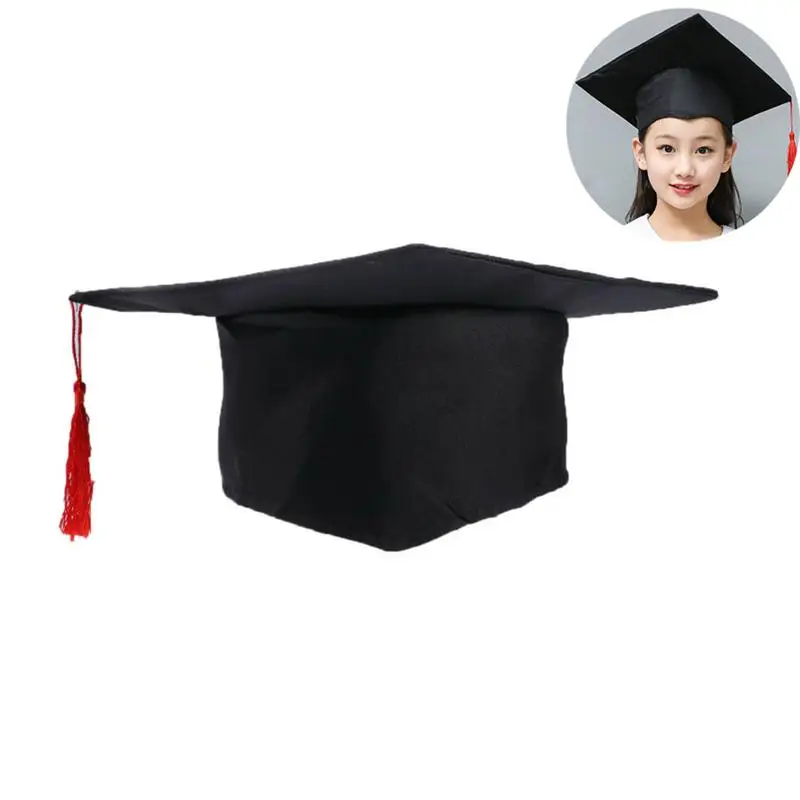 1pc 어린이 졸업 모자 장식 의상 액세서리 어린이를위한 빨간 술과 함께 박사 모자 어린이 파티 졸업 모자파티 모자