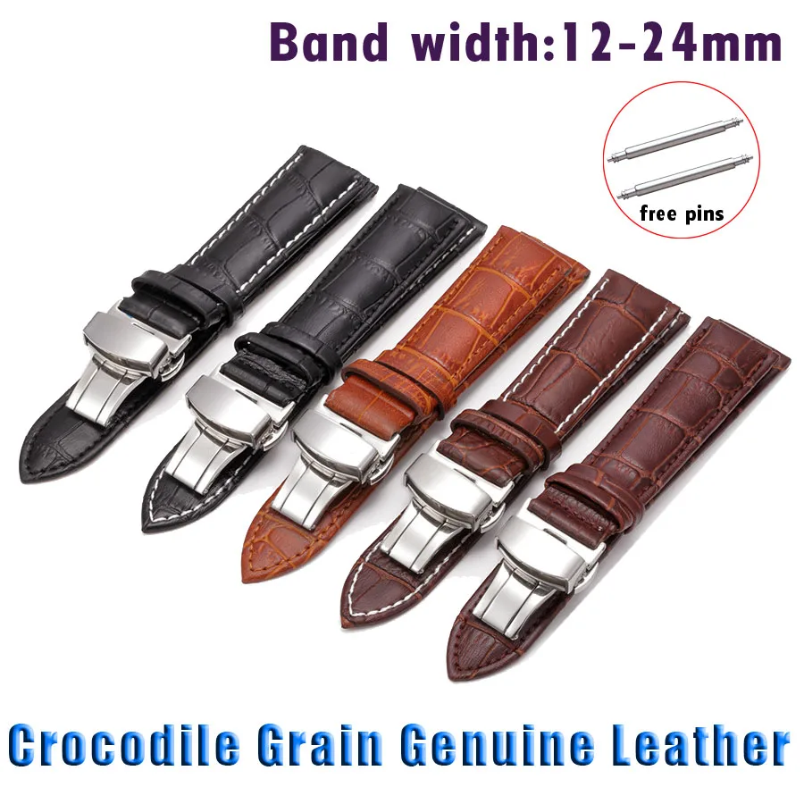 Crocodile-Genuine-Leather-Watch-Band-12-13-14-15-16mm-17-18mm-19mm-20mm ...