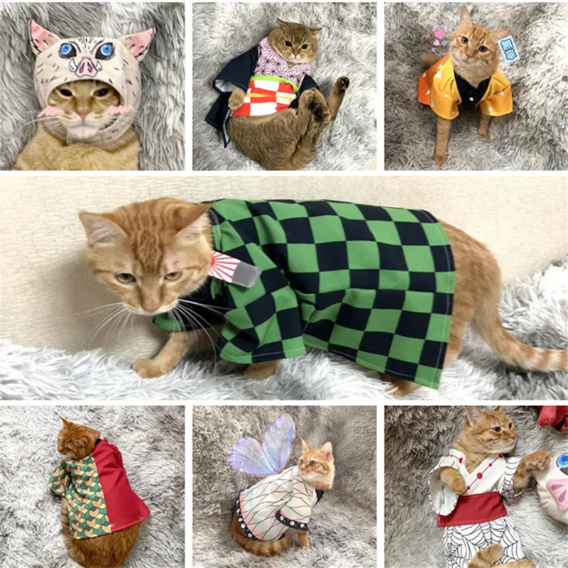 Demon Slayer Cat Costume Anime Cat Costume Kimetsu No Yaiba Pet Cartoon ...
