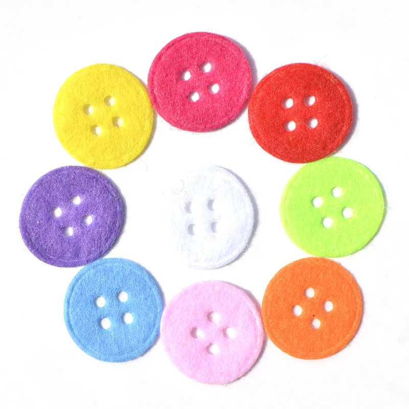 100Pcs 18mm Mixed Round Button Nonwoven Fabric Patches Felt ...