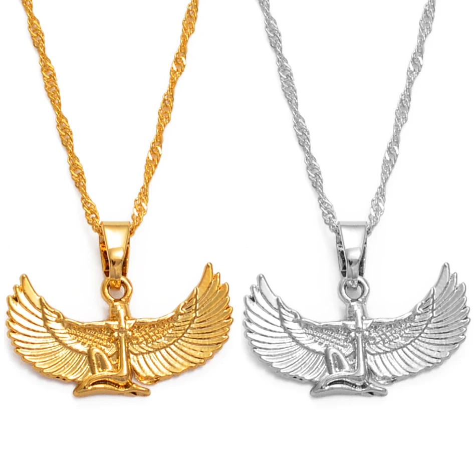 Anniyo-Fab-Egyptian-Goddess-Necklace-Silver-Color-Gold-Color-Wing ...