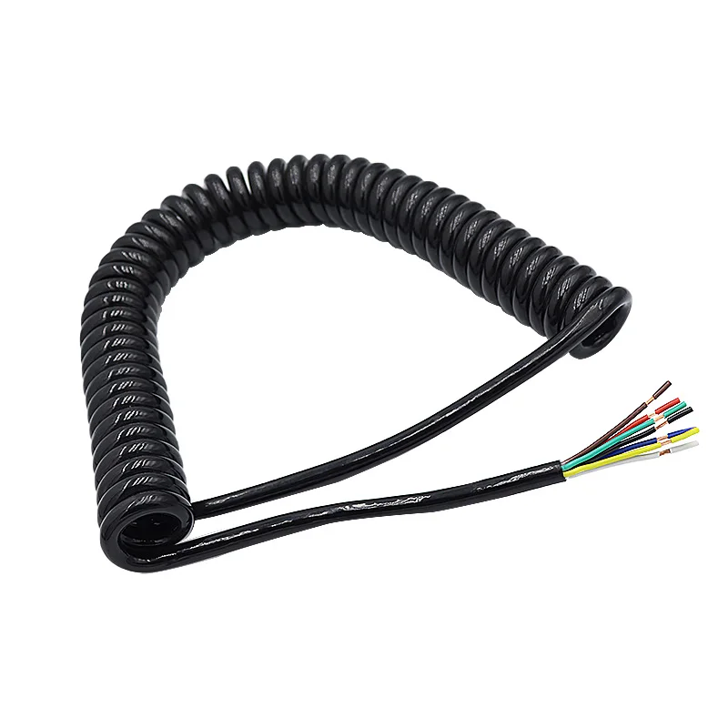 Spring Spiral Black Cable 7/8Cores 22/20/18AWG Stretchable Wire ...