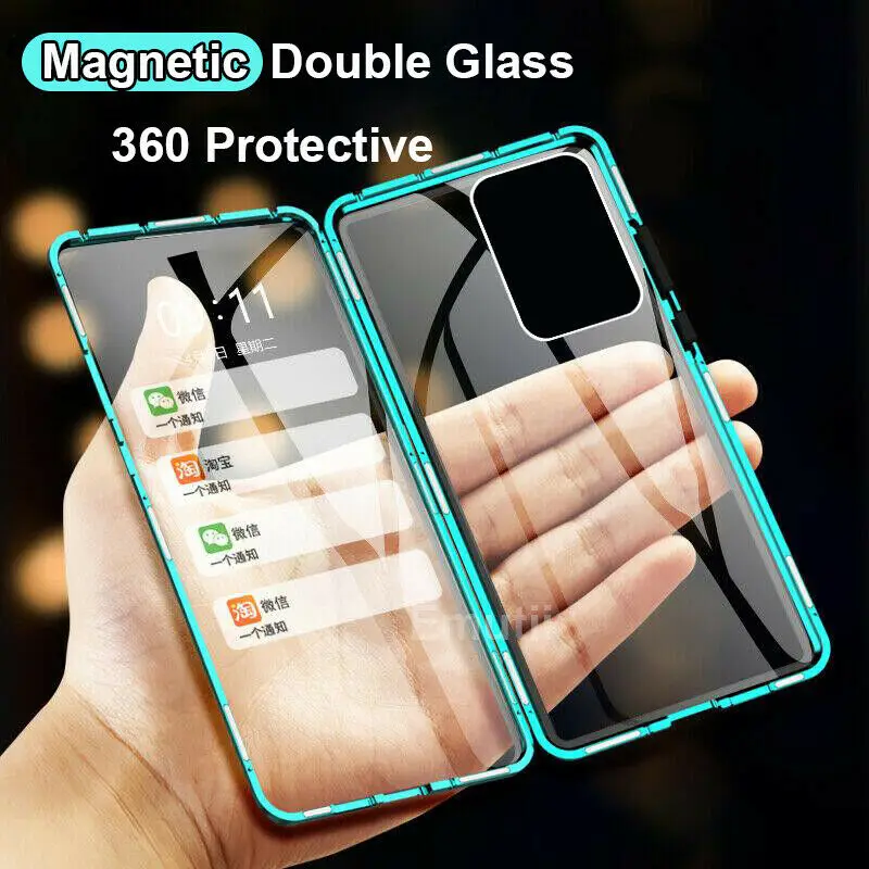 Double-sided-glass-Magnetic-case-for-xiaomi-Mi-12-Pro-Alumium-metal-360 ...