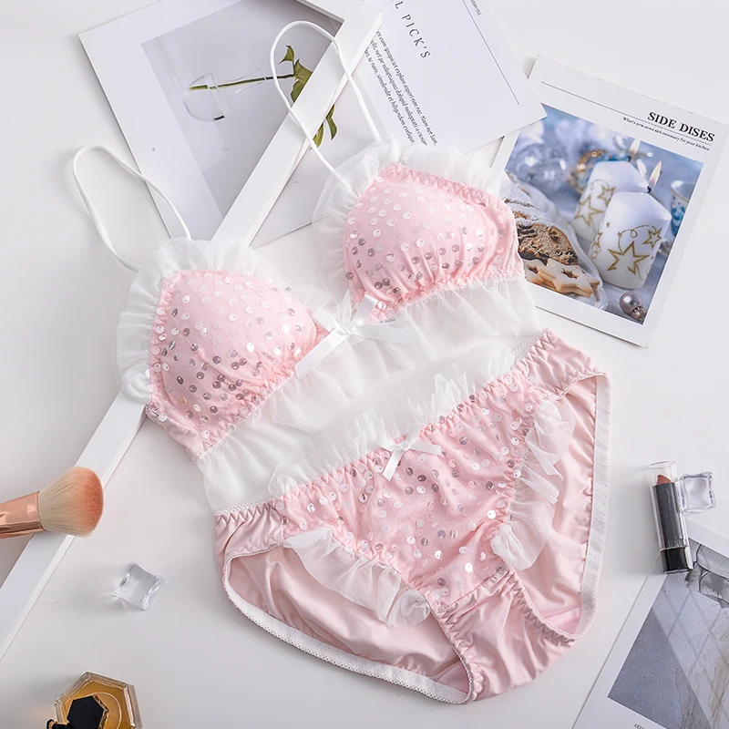 2019 Sexy leche seda lentejuelas adolescente sin llantas sujetador ...