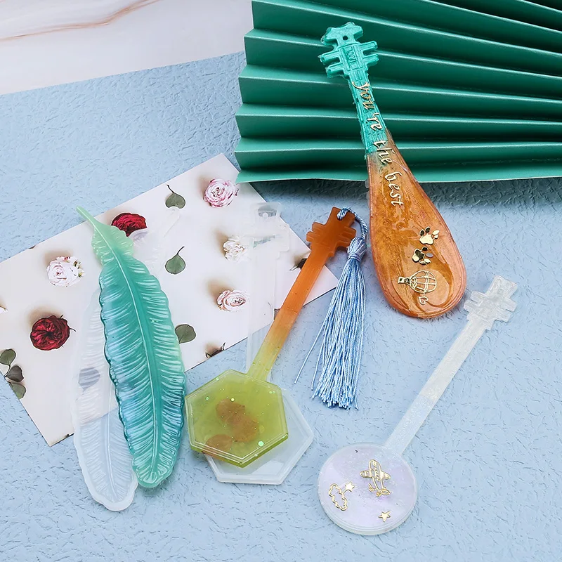 Resin-Bookmark-Silicone-Mold-Feather-Musical-Instrument-Transparent ...