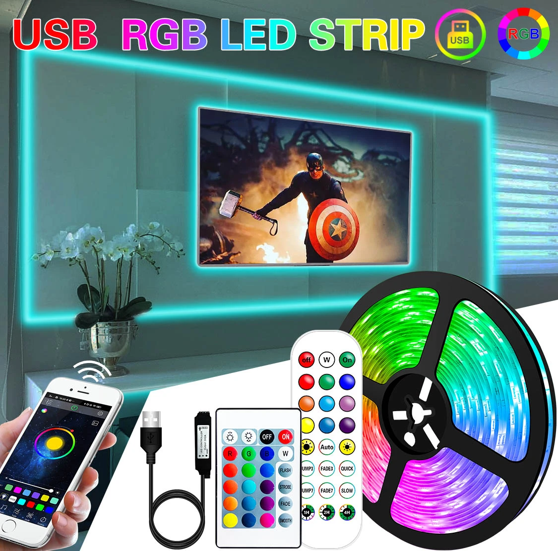 5050/2835 1m-30m Led Strip Light Flexible Lamp Usb Bluetooth Led ...