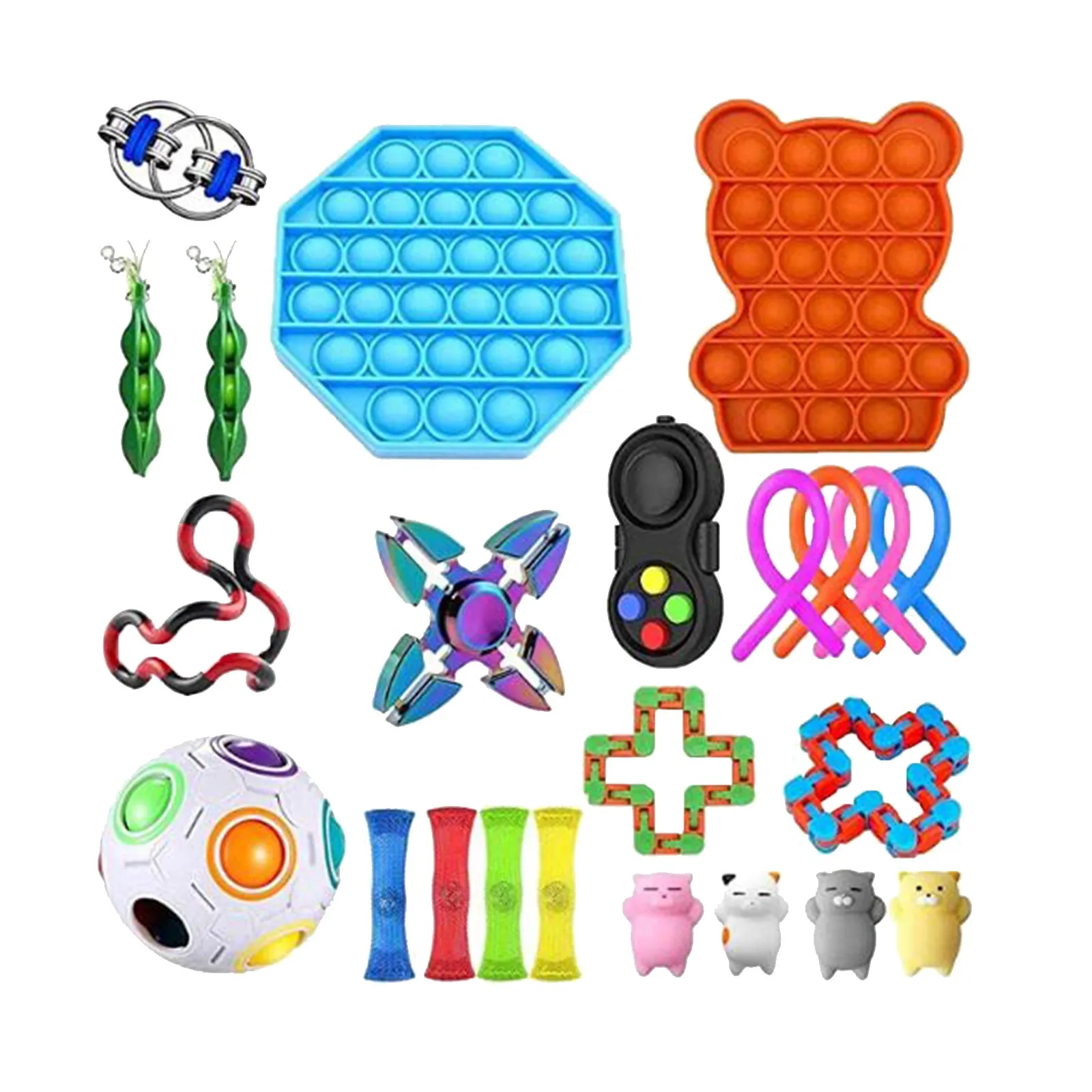 Fidget Toys Set Anti Stress Push Box Strings Marble Relief Gift Adults ...