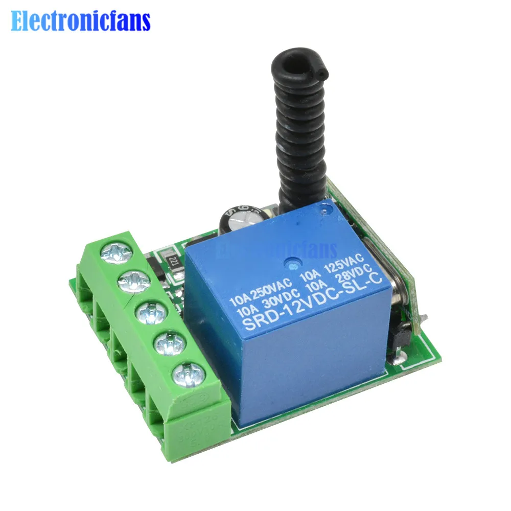 433mhz 315mhz Wireless Relay Switch Module Dc 12v 1 Channel Rf Remote ...