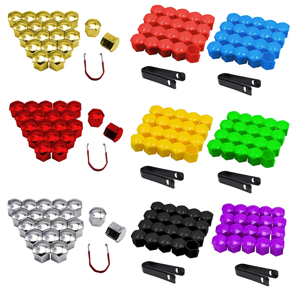 20 Pcs Car Wheel Center Bolt Covers Chrome Nut Cap 17mm 19mm 21mm ...