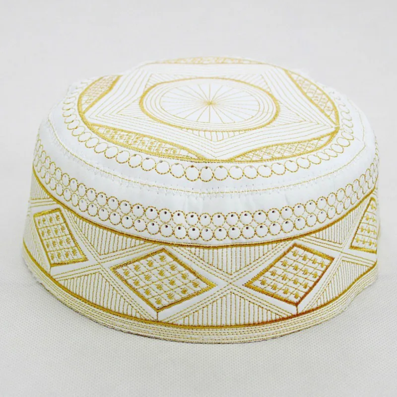 Moslim-Men-Yellow-Cotton-Muslim-Hats-Punch-Embroidery-Islam-Hat-Hui-Hat ...
