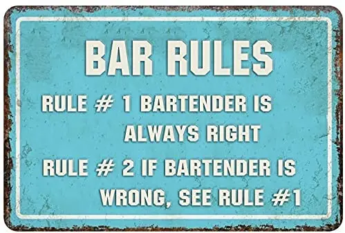 Bar Rules Vintage Metal Tin Signs Wall Art Decor for Home Bars Clubs ...