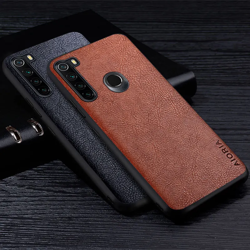 Capa de couro para xiaomi redmi note 8 pro 8t, estampa de litchi retrô ...