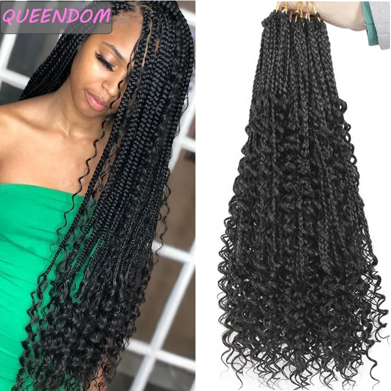 18 Inch Goddess Box Braid Ombre Bohemian Box Braid Crotchet Hair with ...