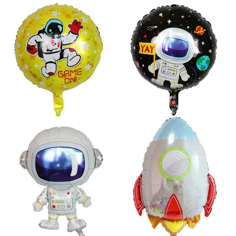 50pcs Rocket Astros Balloon Birthday Astronaut Spaceship Aluminum Film ...