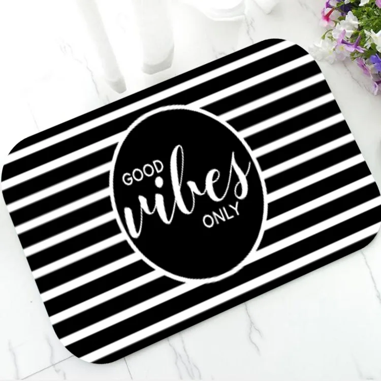 Stylish Striped Good Vibes Only Welcome Doormat For Front Door ...