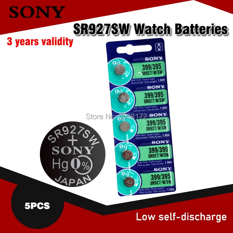 5pcs 100% Original SONY 395 SR927SW 399 SR927W AG7 LR927 1.55V Silver ...