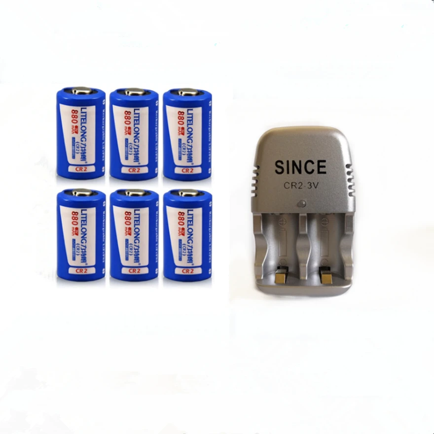 6pcs Large capacity 880mAh 3v CR2 rechargeable battery lithium-ion ...