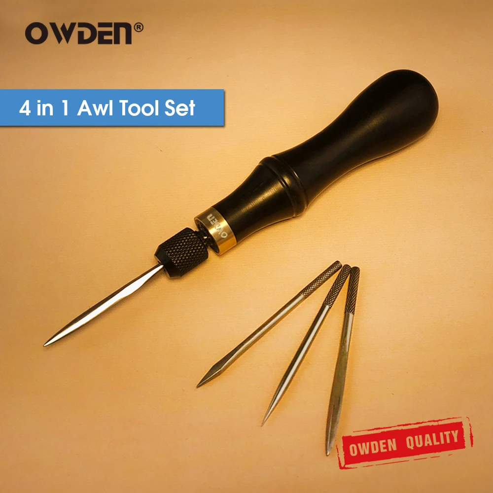 OWDEN 4 in 1 Awl Leather Sewing Tool Set Repairing Stitching Supplies ...