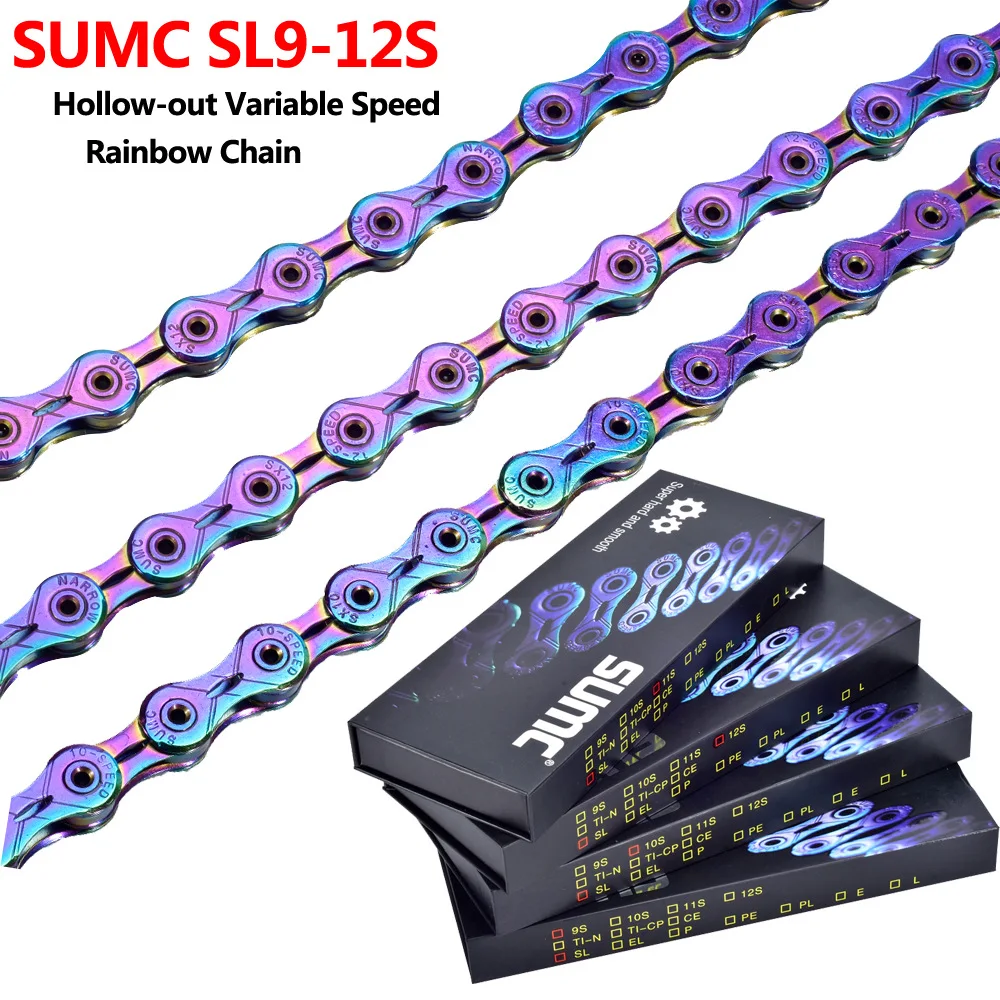 Sumc Bicycle Chain Gold Rainbow Bike Chain X9 X10 X11 X12 Super Light ...