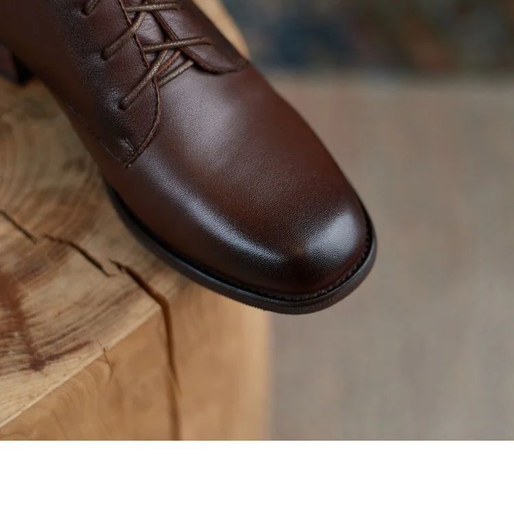 Rarove Autumn Women Shoes Genuine Leather Chunky Heel Winter Women Boo