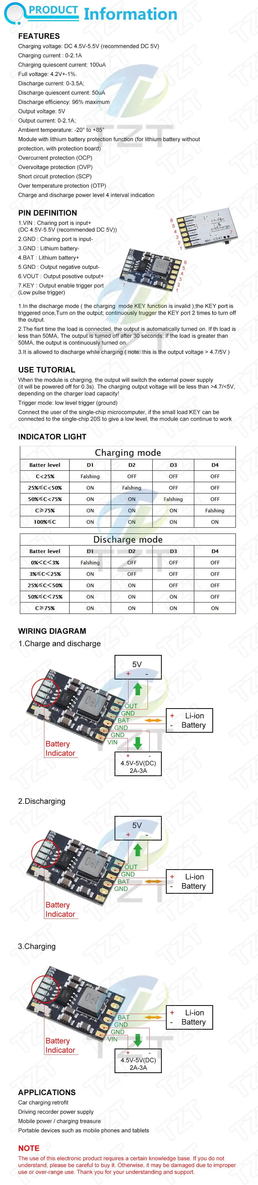 Плата модуля питания TP5100 | AliExpress