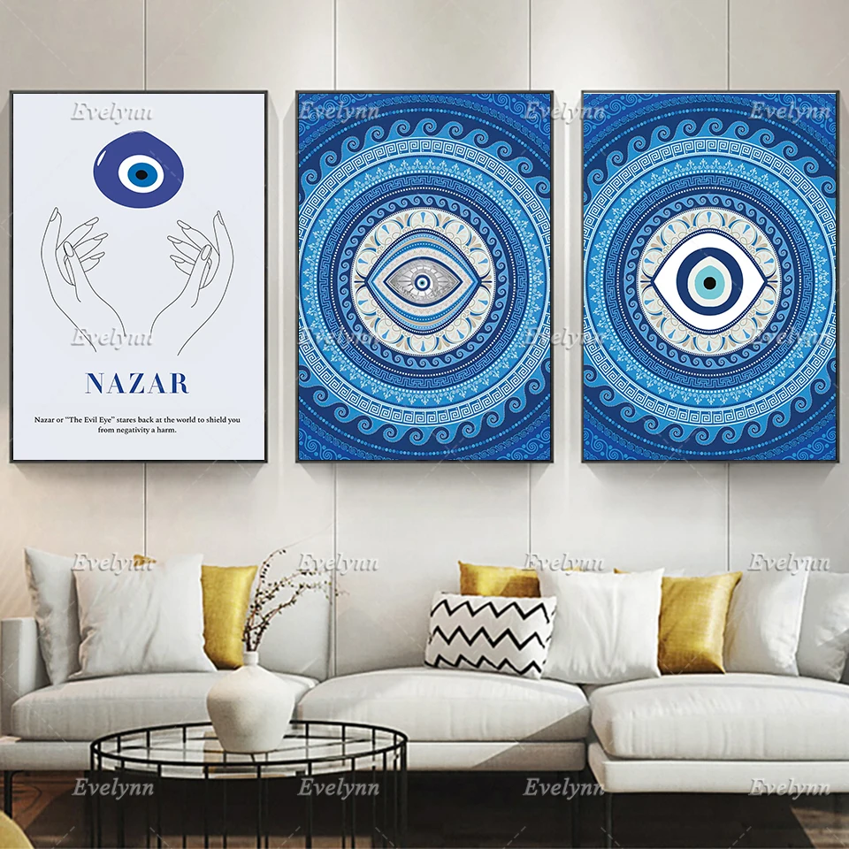 Nazar-Evil-Eye-Canvas-Poster-Spiritual-Modern-Home-Bedroom-Decor-Prints ...