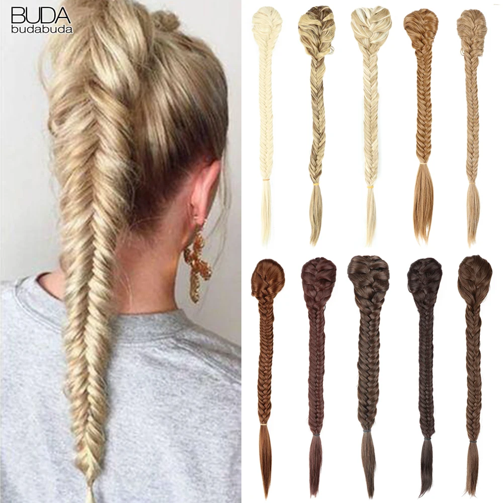 Synthetic Braided Plaited Fishtail Fishbone Drawstring Ponytail 20Inch ...