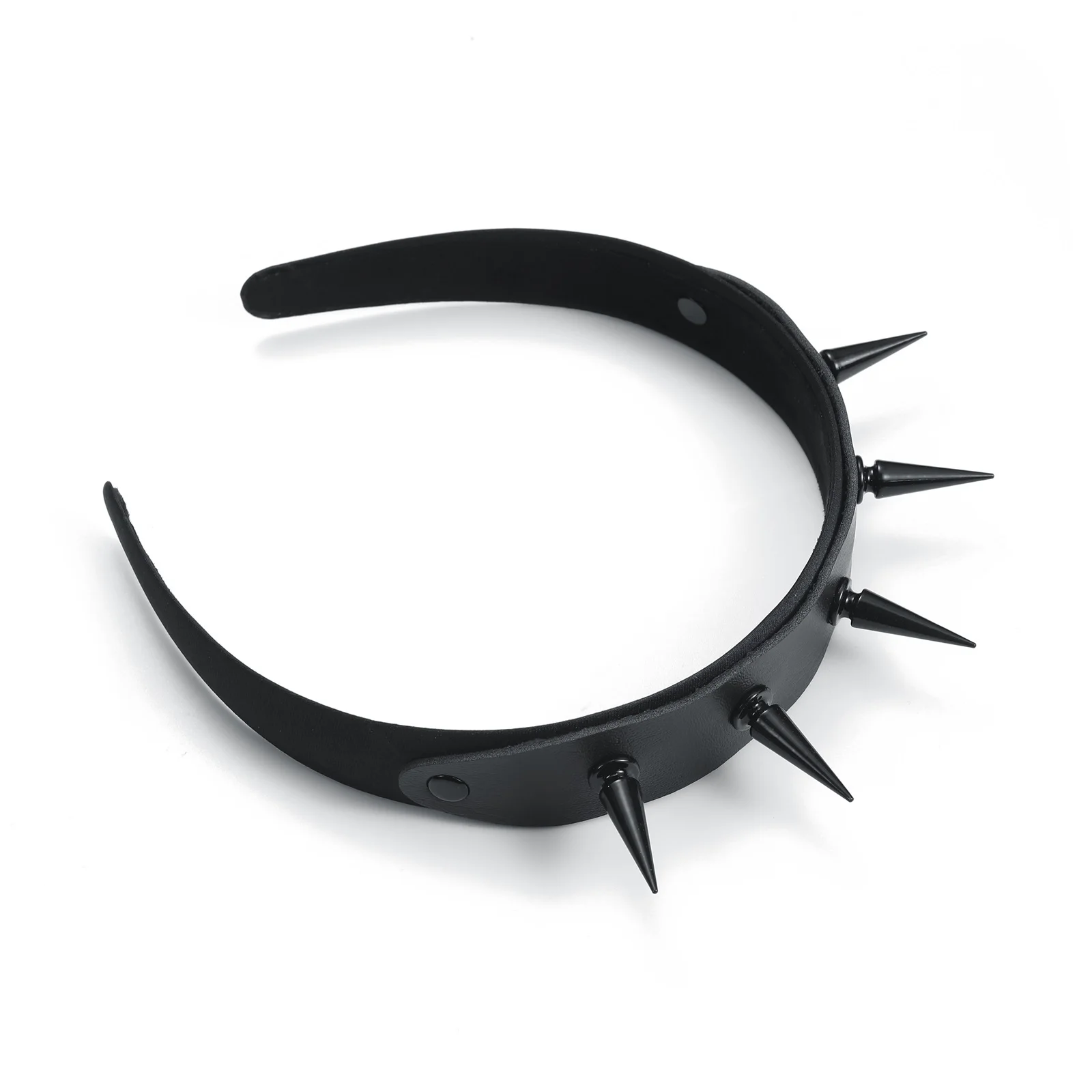 Black-Spike-HeadBand-Goth-Hairband-Leather-Headwear-Costume-Festival ...