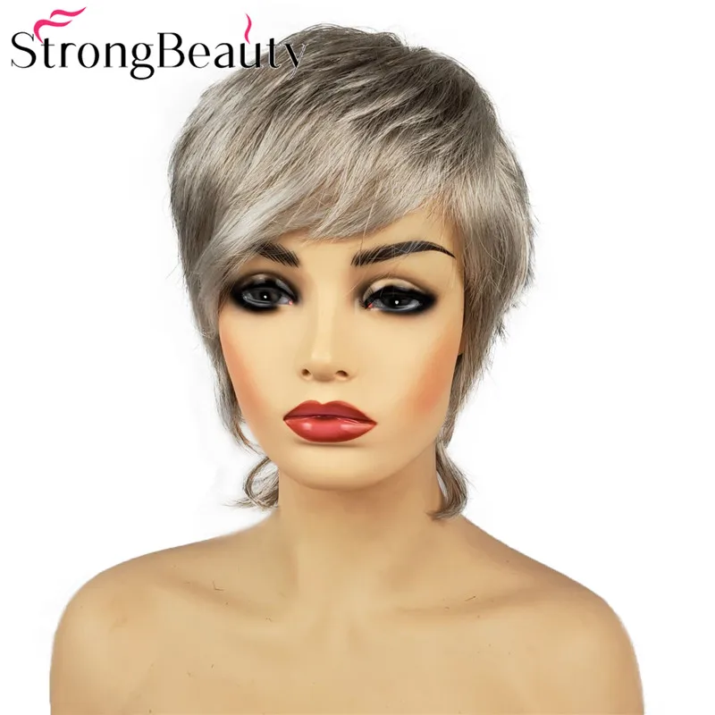 StrongBeauty Peluca de cabello sintético para mujer, pelo corto y liso ...