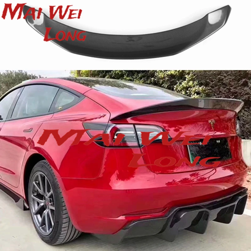 V Style Rear Spoiler Tail Lip Bar For Tesla Model 3 2017-21 Forged ...