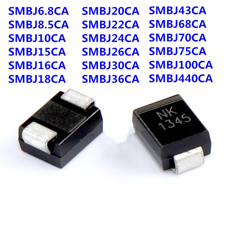 20PCS TVS Diode SMBJ6.8CA SMBJ18CA 5.0CA 8.5CA 10CA 16CA 15CA 20CA 22CA 24CA 26CA 30CA 36CA 43CA ...