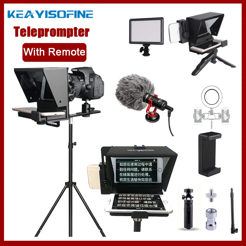Portable Mini Teleprompter for Phone DSLR Recording Live Broadcast ...