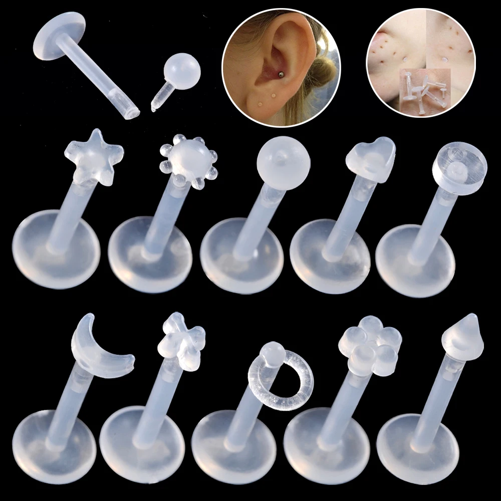 Clear-Acrylic-Ear-Tragus-Helix-Cartilage-Piercing-Bioflex-Flexible ...