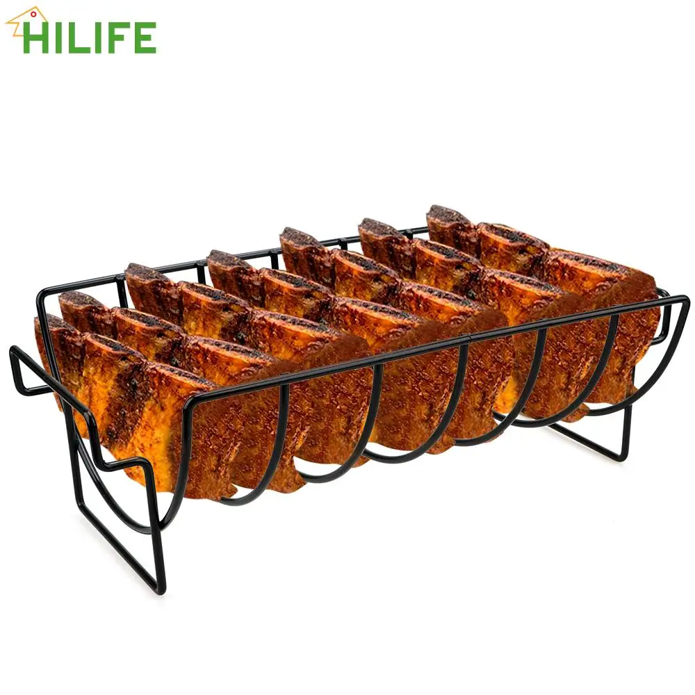 Non-stick-Steak-Rack-Holders-Stand-Roasting-Rib-Rotisserie-Barbecue ...