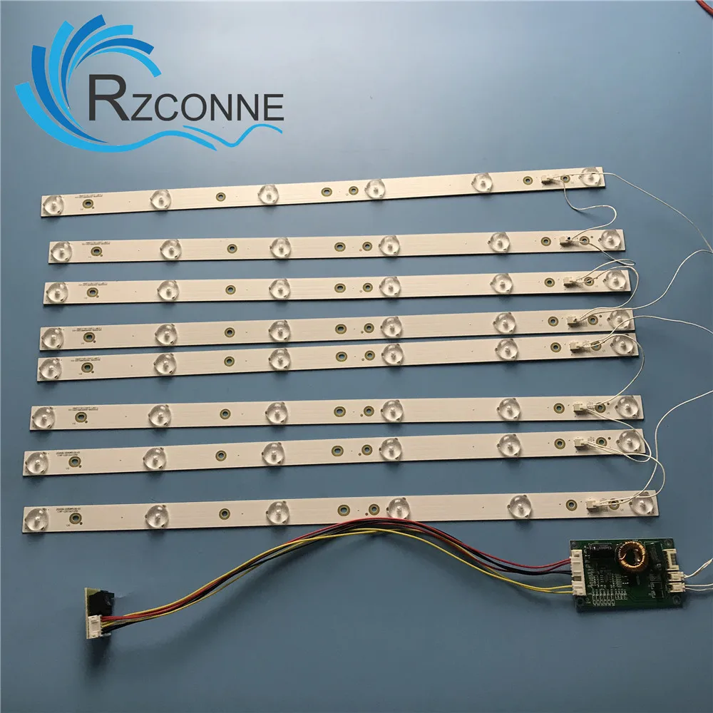 8 pcs 453mm LED Backlight 6 Lamps strip kit Board w/ Optical Lens ...