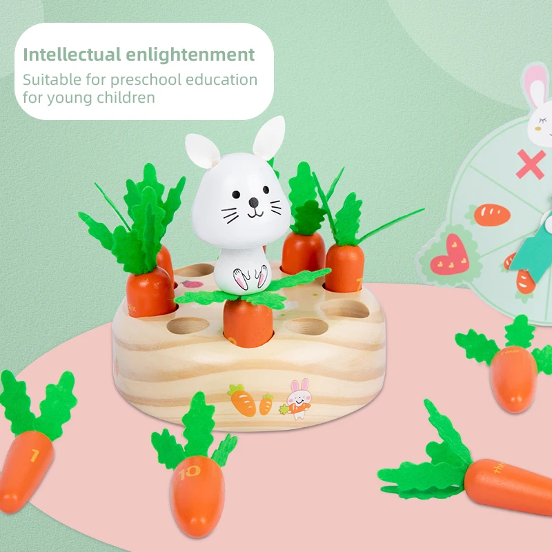 WEMMICKS-Magnetic-Wooden-Simulation-Rabbit-Pulling-Radish-Toy-Children ...