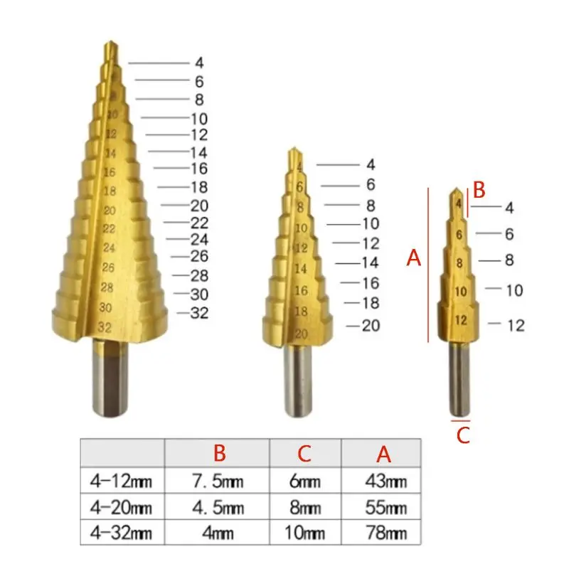 Passo HSS Brocas Bit Conjunto de Ferramentas Triângulo Alça de Metal ...