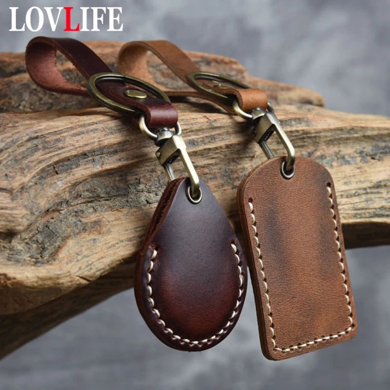 Vintage Leather Access Card Holder Keychain Rectangular Round Water ...