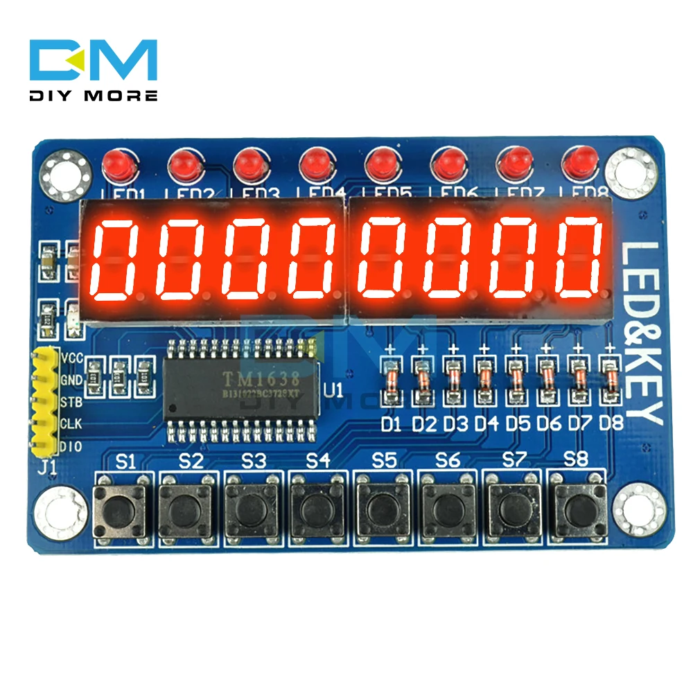 Módulo de llave TM1638, tablero de módulo de tubo de pantalla LED Digital de 8 Bits para Arduino ...